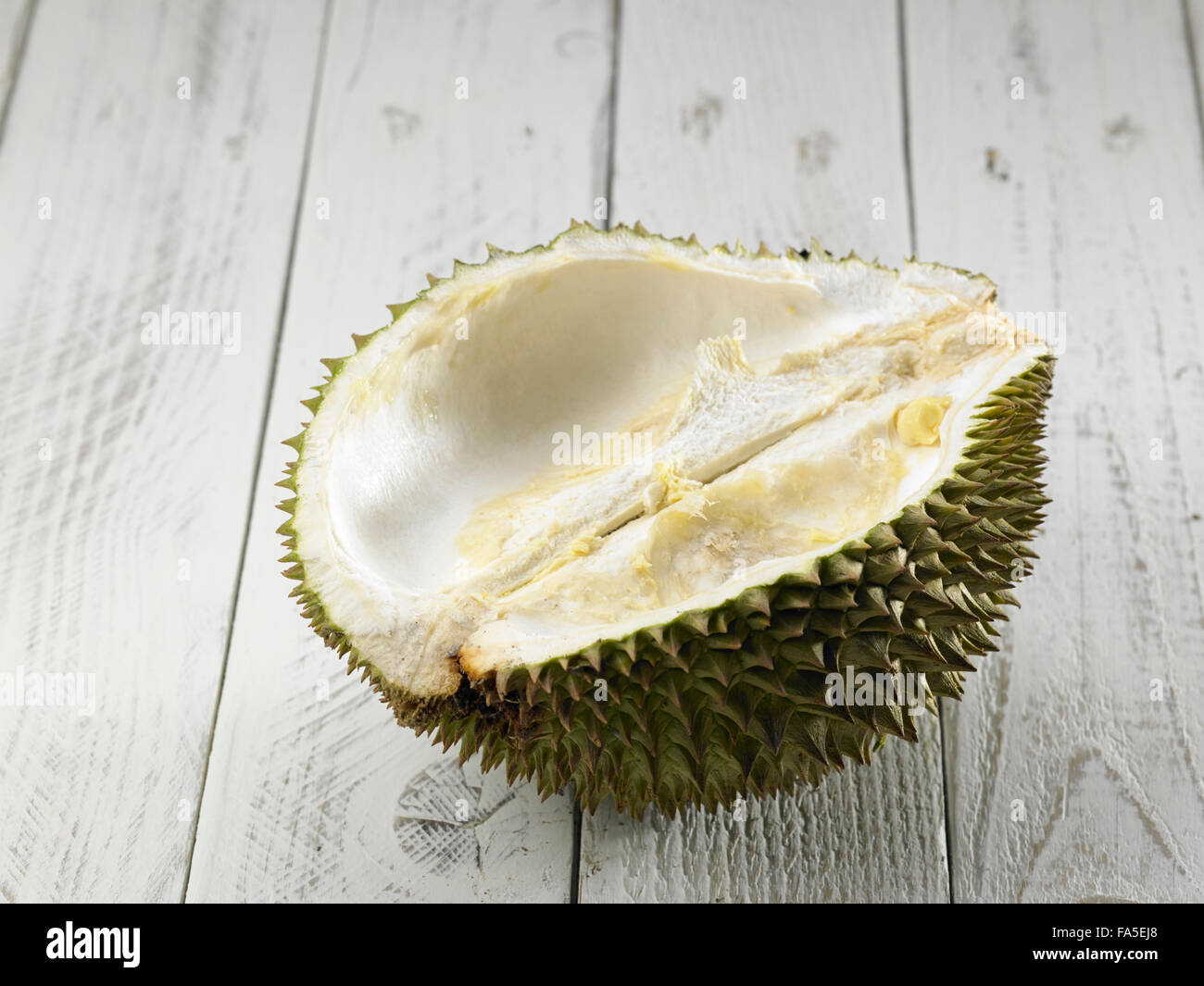 malaysia fruit durian on the wooden table Stock Photo - Alamy