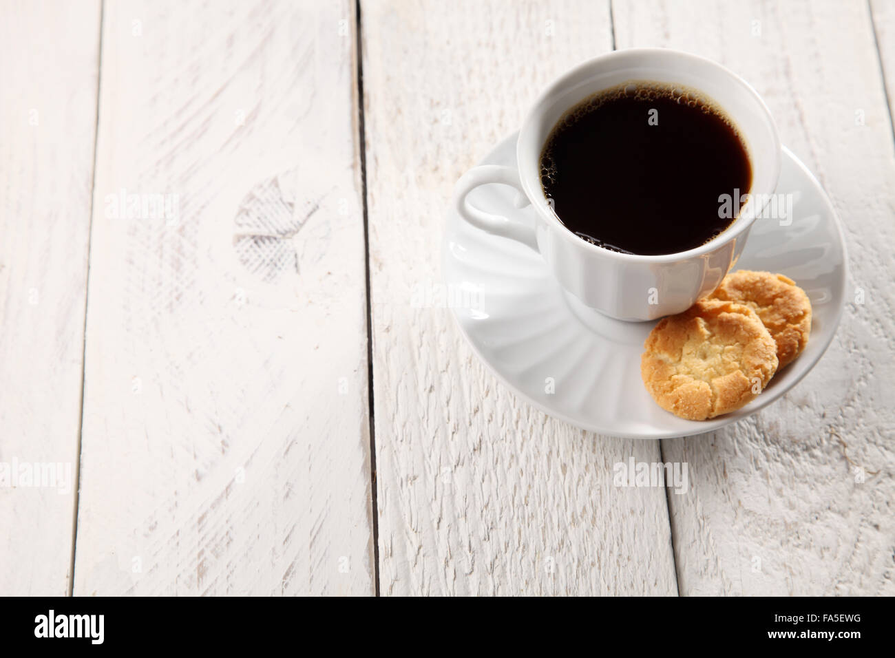 top view of black coffee and biscuits Stock Photo - Alamy