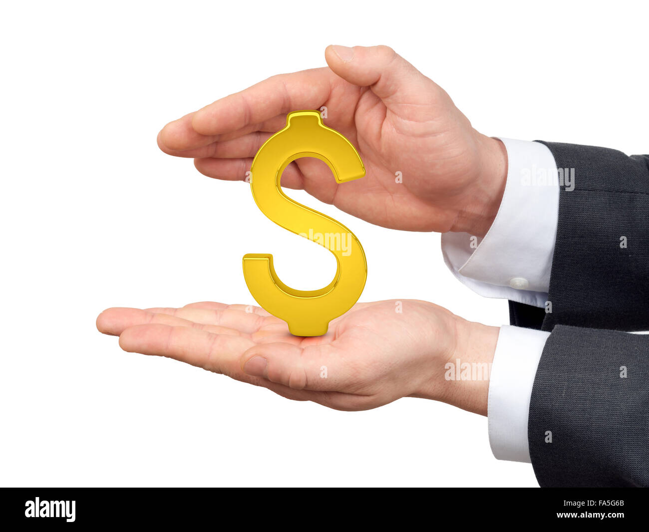 Male hands holding dollar sign Stock Photo - Alamy