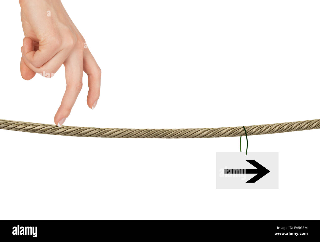 Womans fingers walking on rope Stock Photo - Alamy