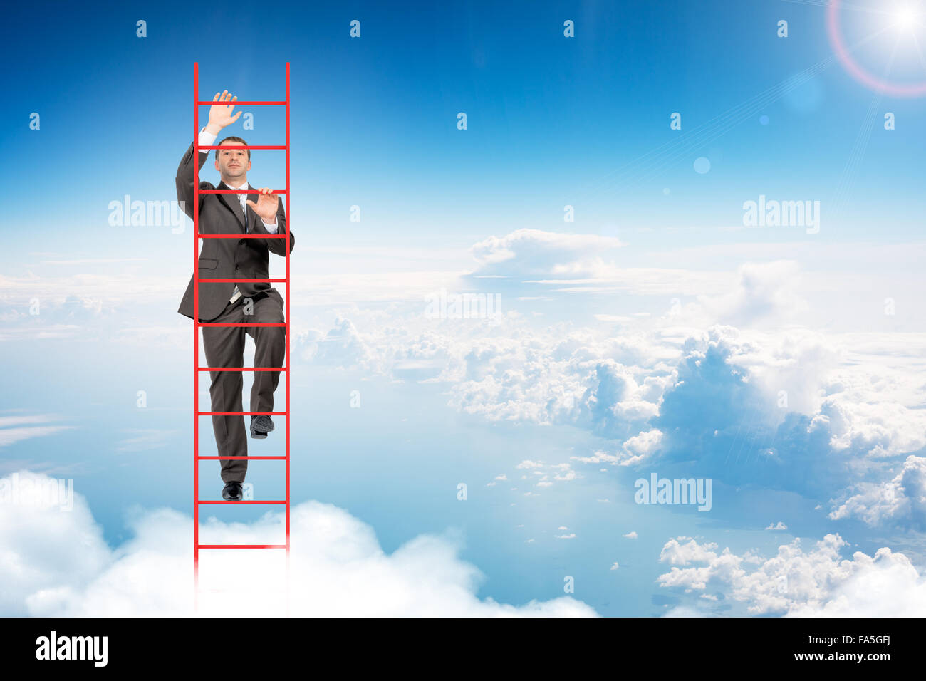 Man climbing ladder hi-res stock photography and images - Alamy