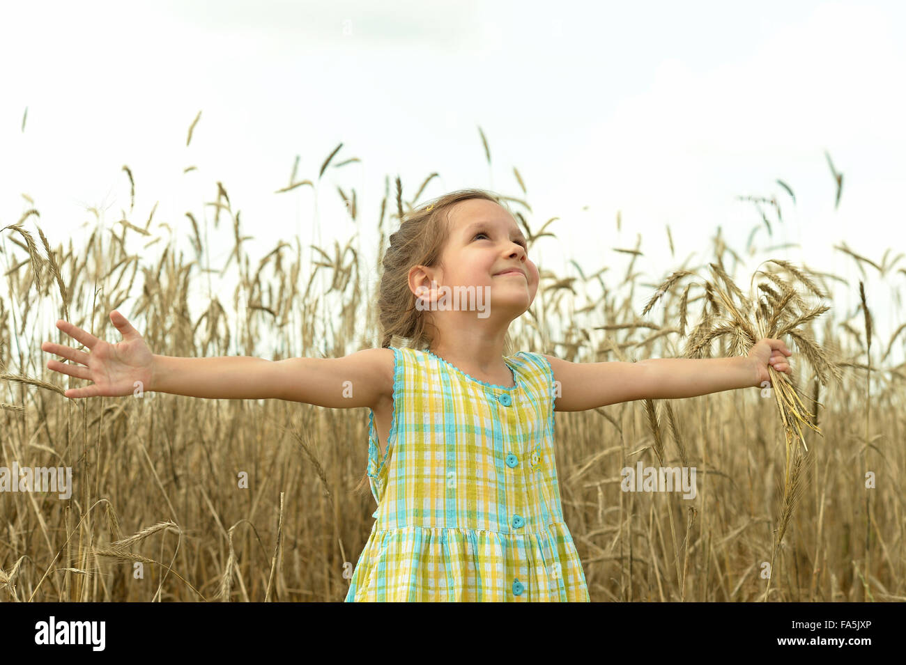 Cute girl in field Stock Photo - Alamy