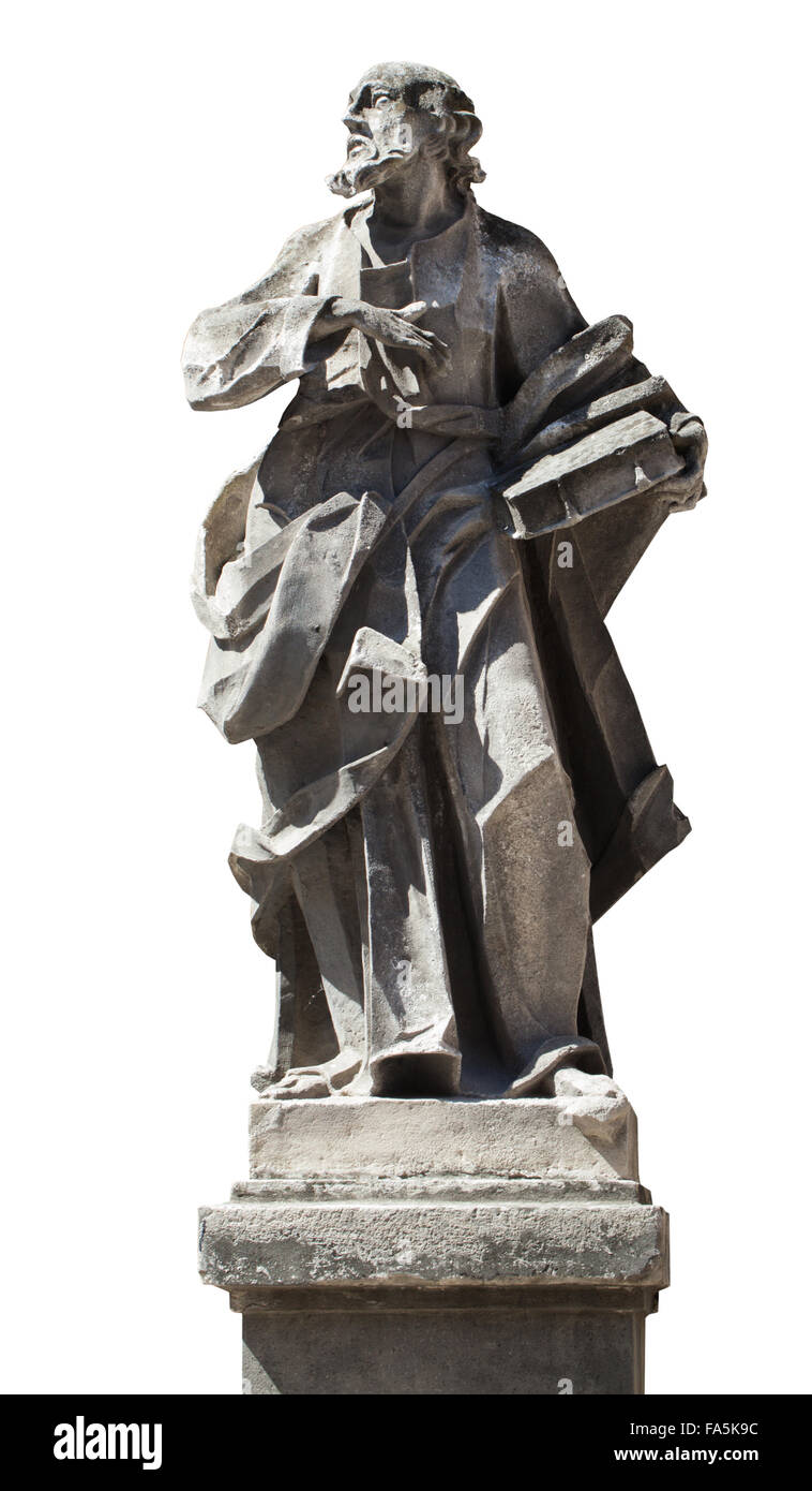 vintage sculpture monk on a white background isolated Stock Photo - Alamy