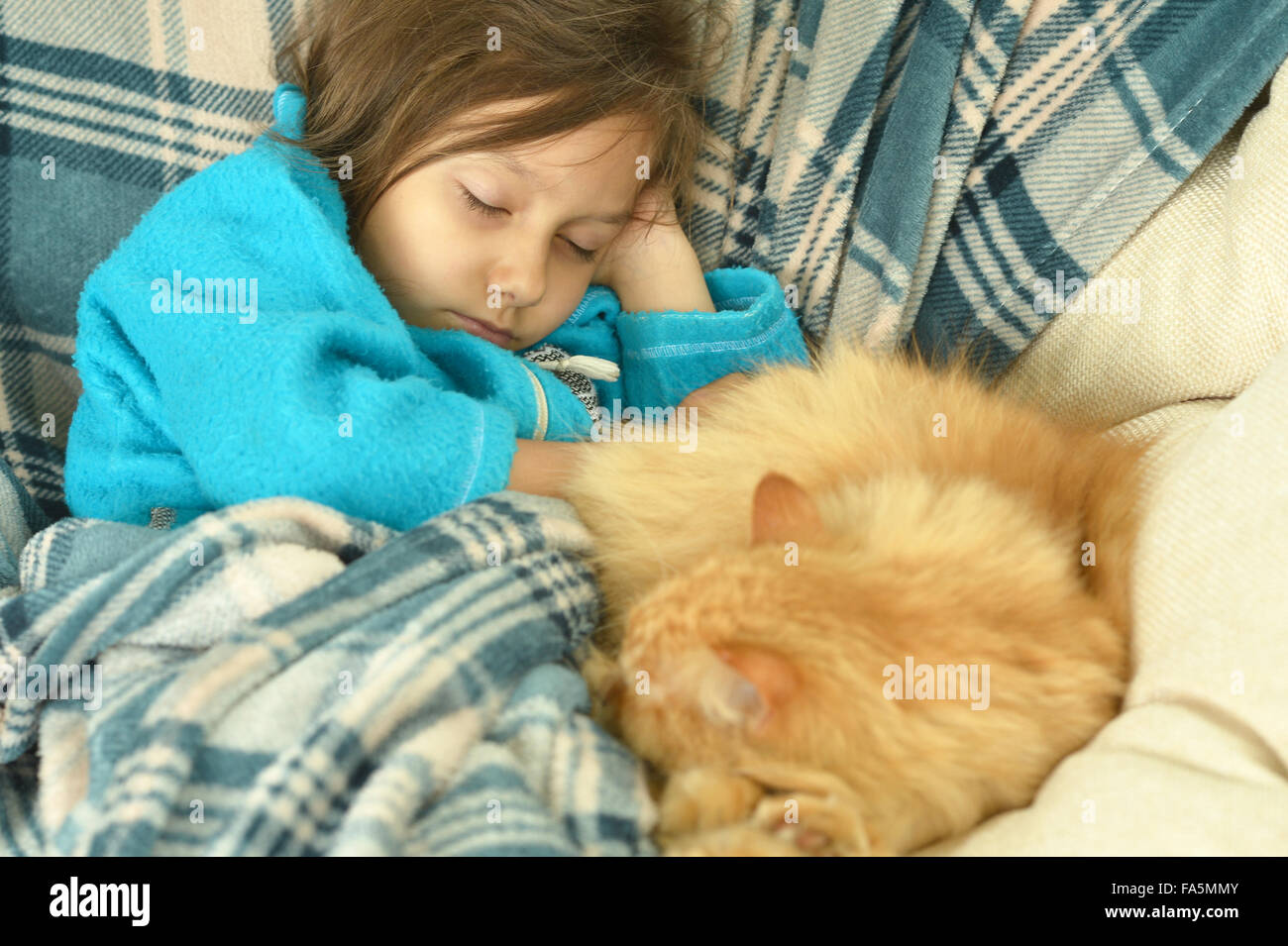 Girl and cat sleeping hi-res stock photography and images - Alamy