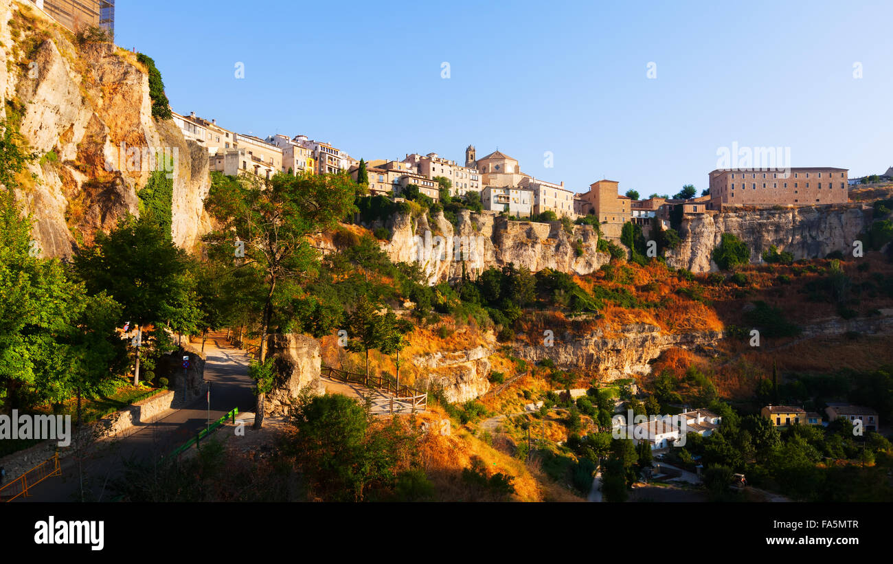 General view of Cuenca from Saint Paul bridge. Castilla-La Mancha ...