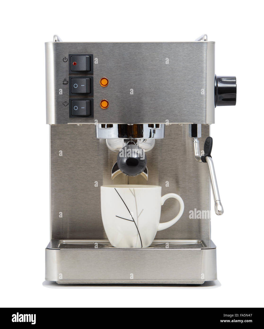 Front view of coffee machine with cup Stock Photo - Alamy
