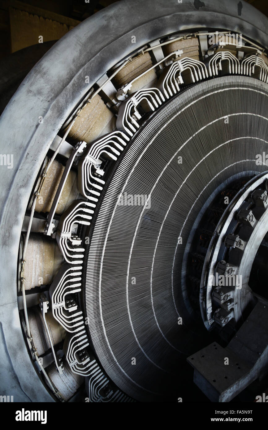 Close-up shot of a stator from a big electric motor Stock Photo - Alamy