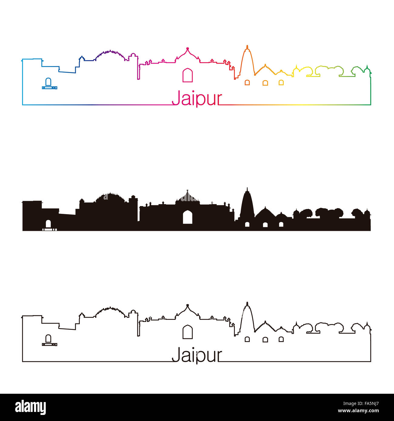 Jaipur skyline linear style with rainbow in editable vector file Stock ...