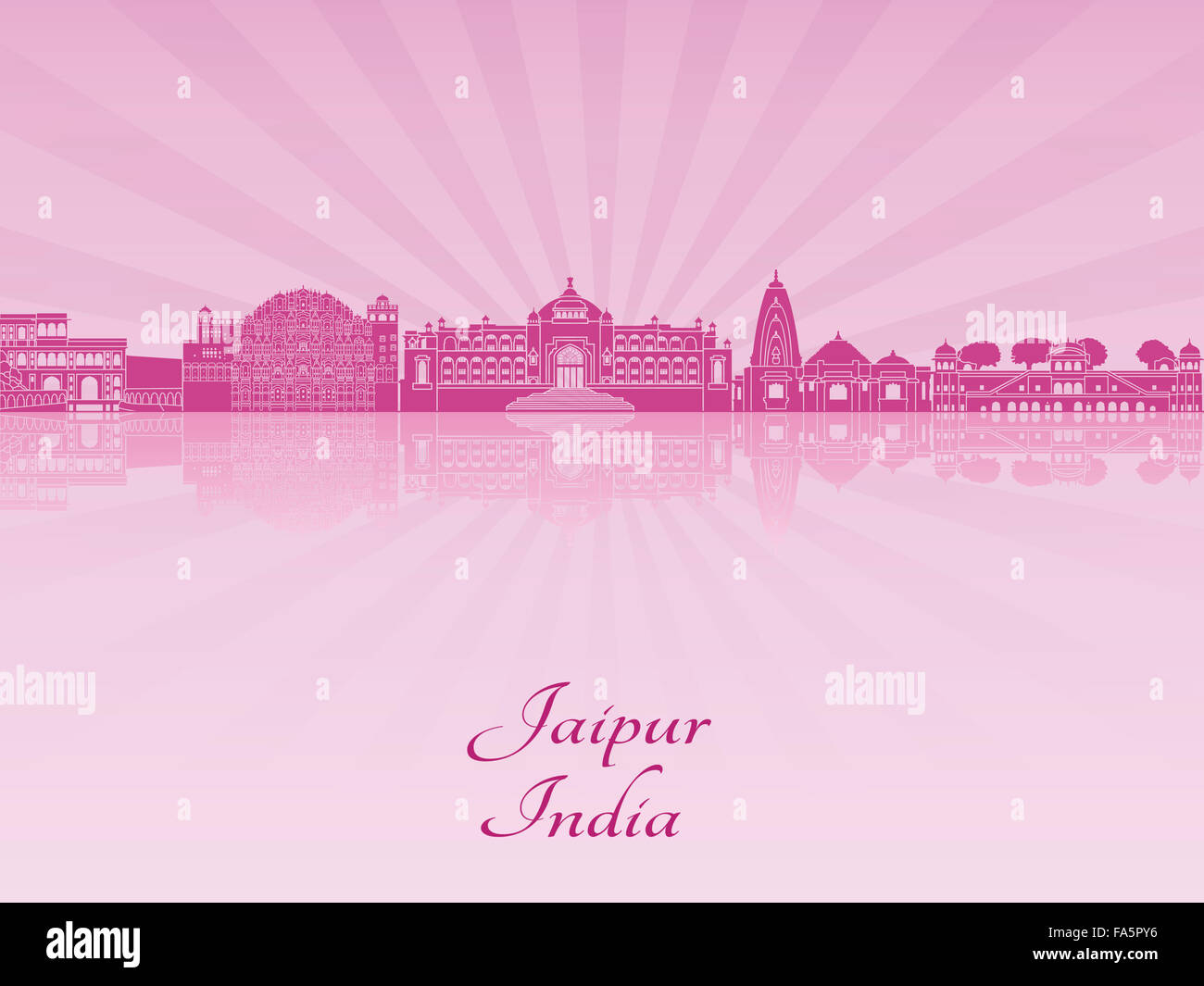 Jaipur skyline in purple radiant orchid in editable vector file Stock ...