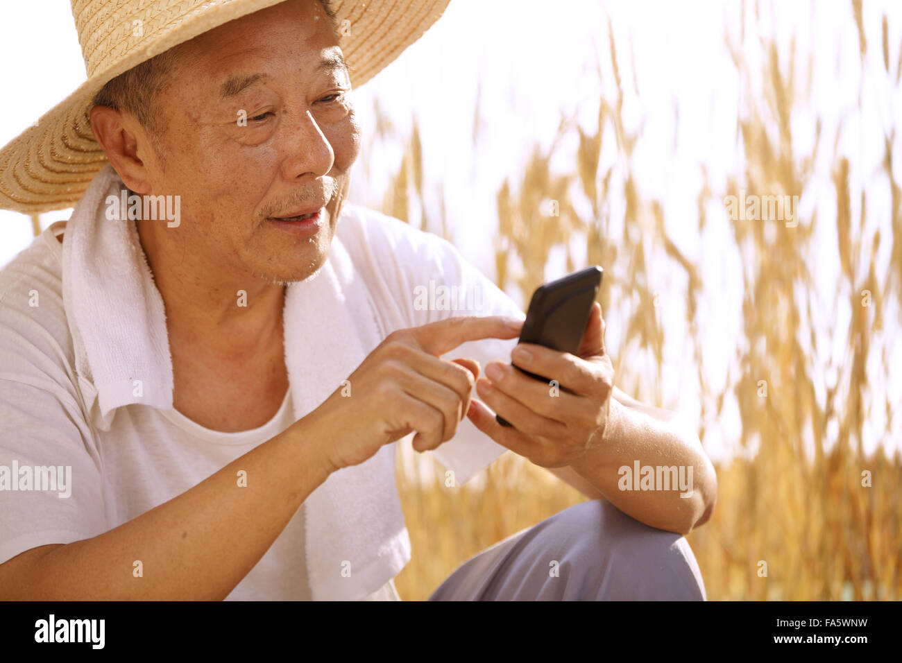 Farmers use mobile phones Stock Photo - Alamy