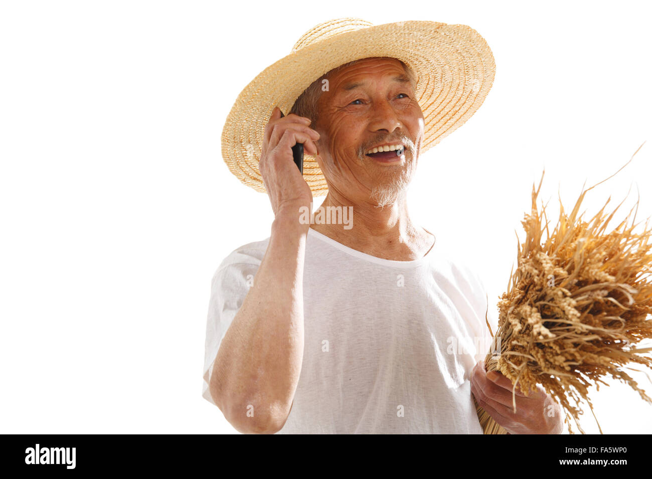 Farmers make a phone call Stock Photo - Alamy