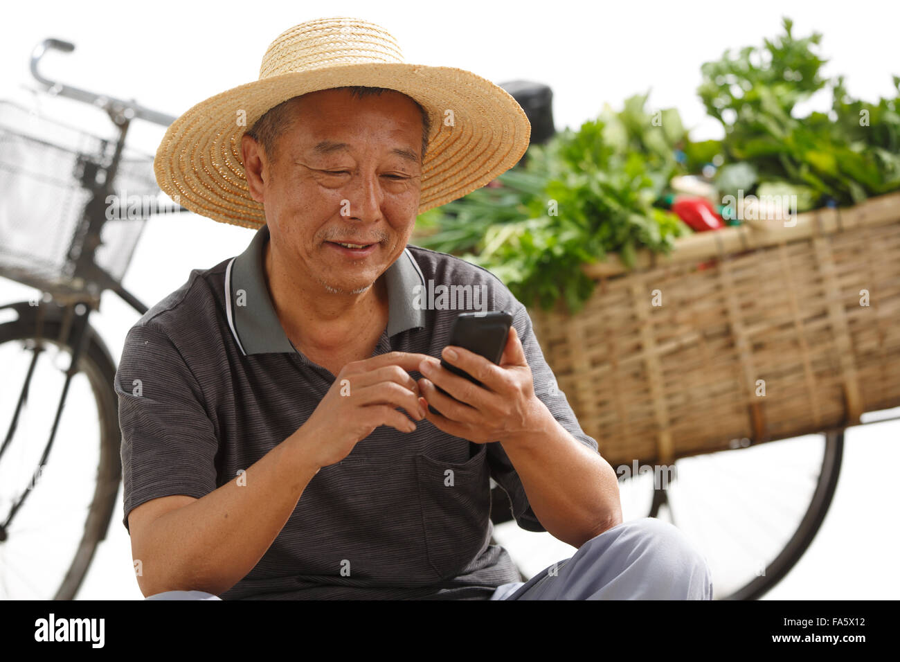Farmers use mobile phones Stock Photo - Alamy