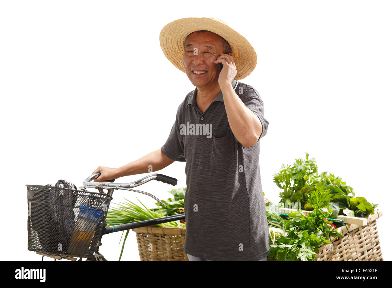 Farmers make a phone call Stock Photo - Alamy