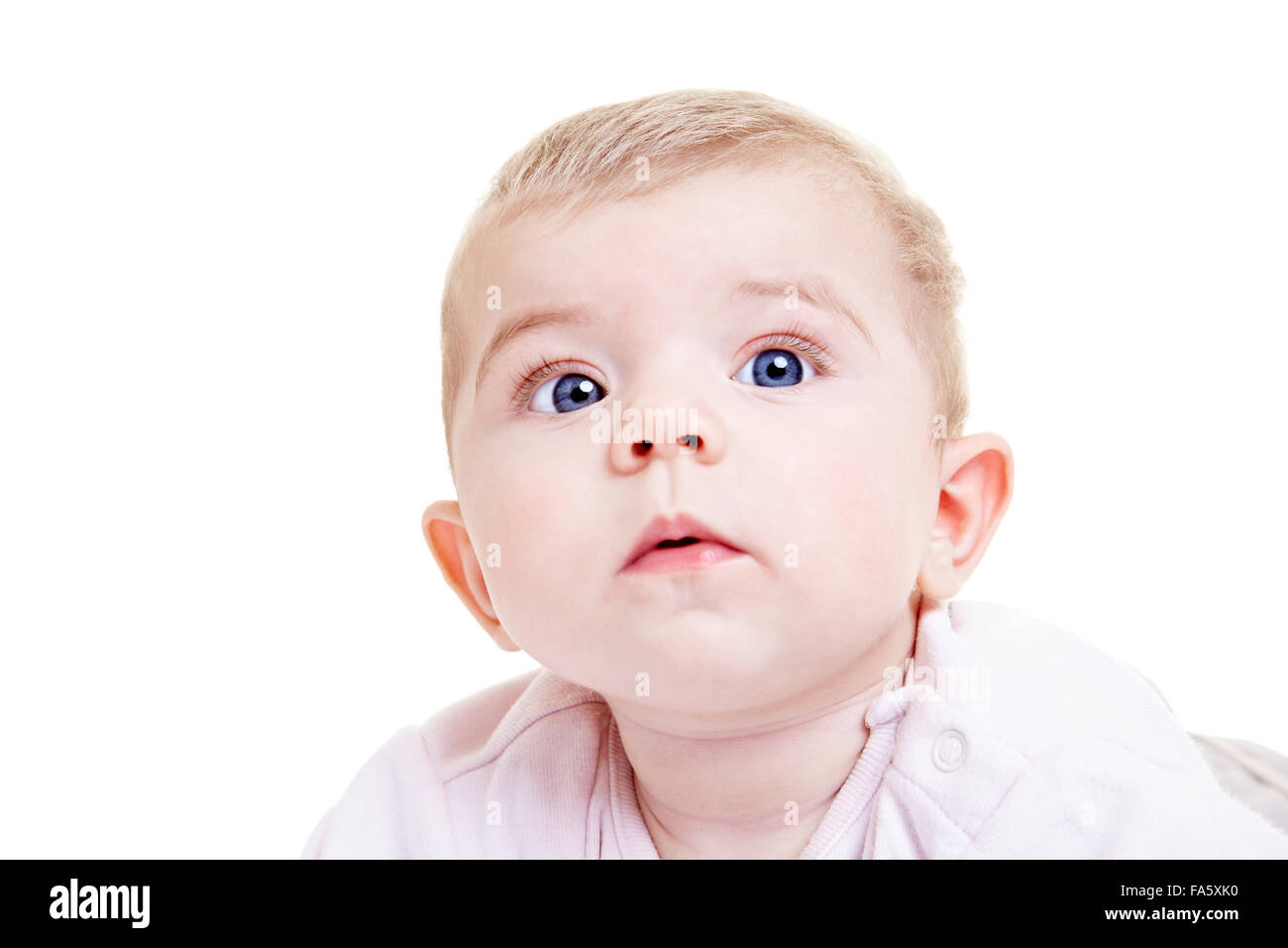 Cute baby girl with big eyes looking up Stock Photo - Alamy