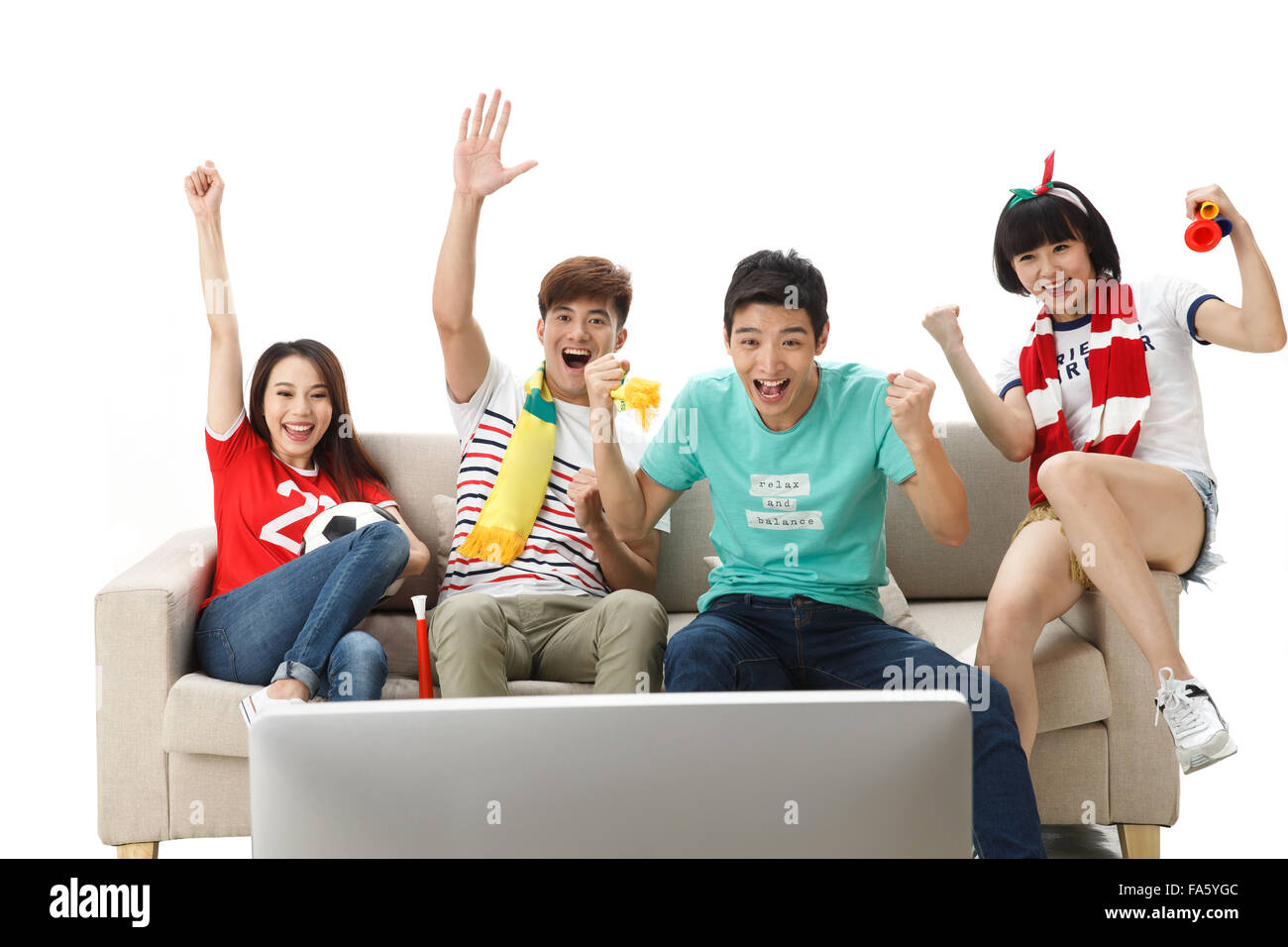 Young men and women watching football matches Stock Photo - Alamy