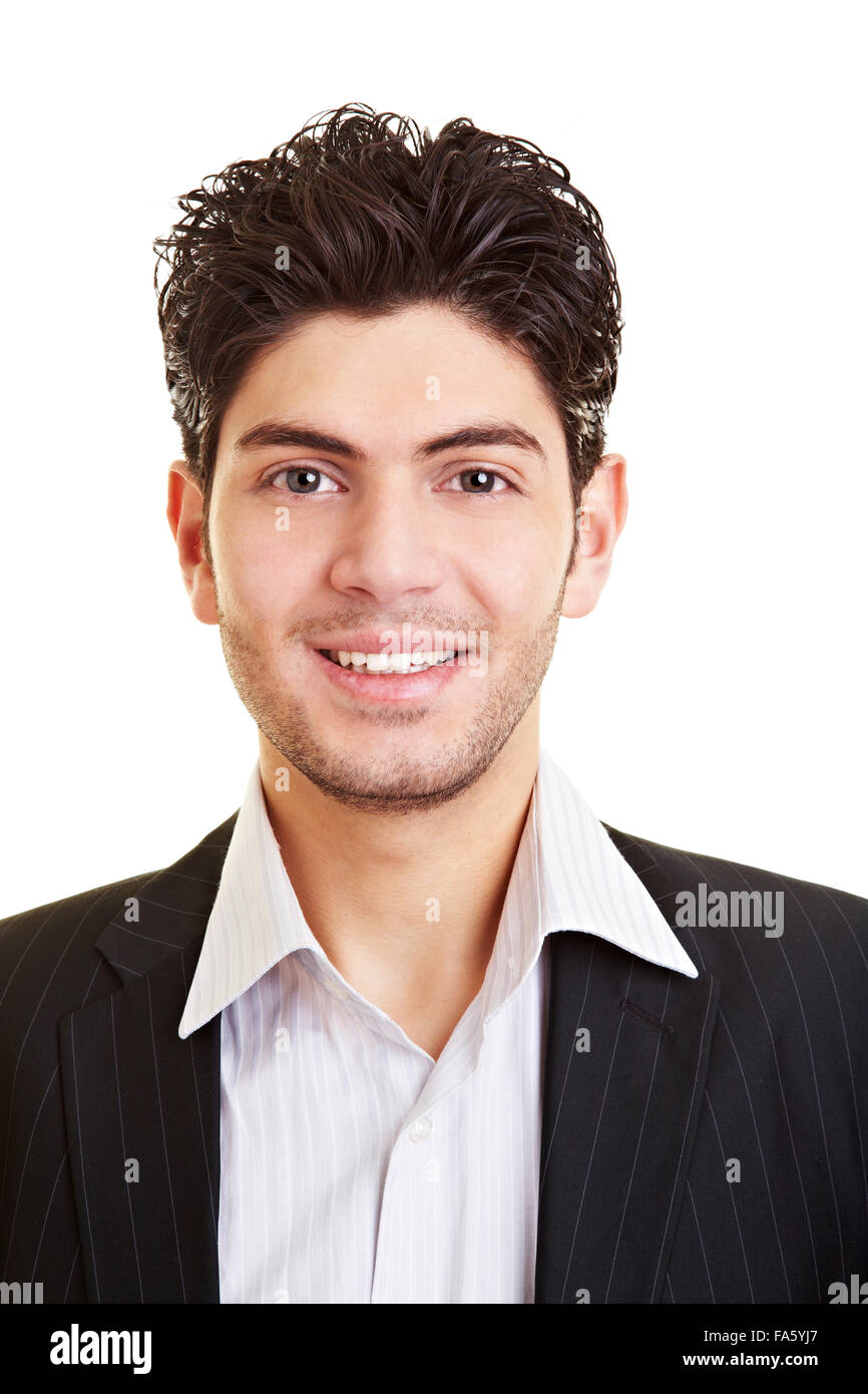 Portrait of a young happy smiling manager Stock Photo - Alamy
