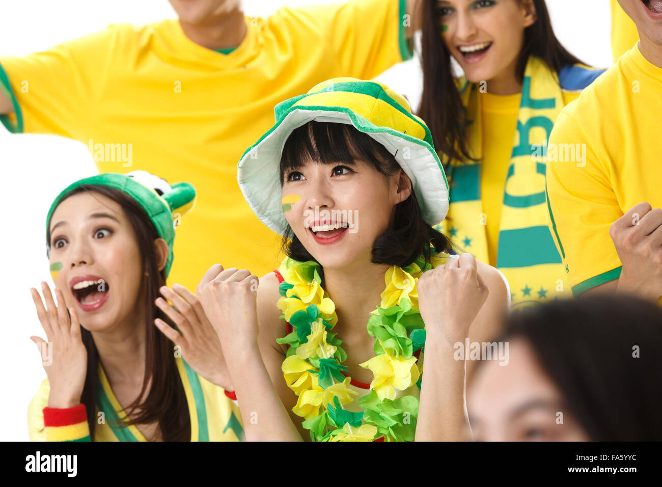 Young fans cheer Stock Photo - Alamy