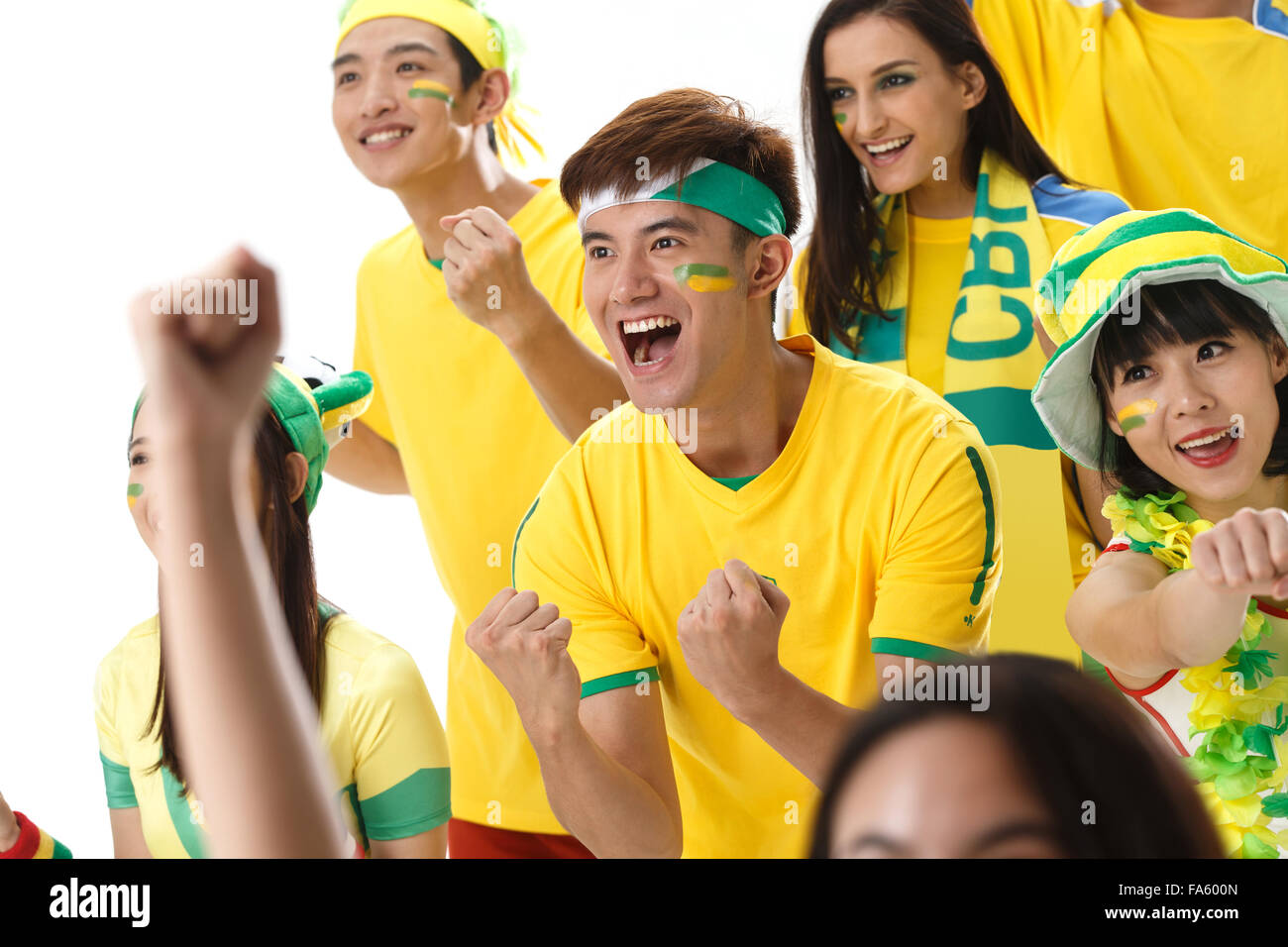 Young fans cheer Stock Photo - Alamy