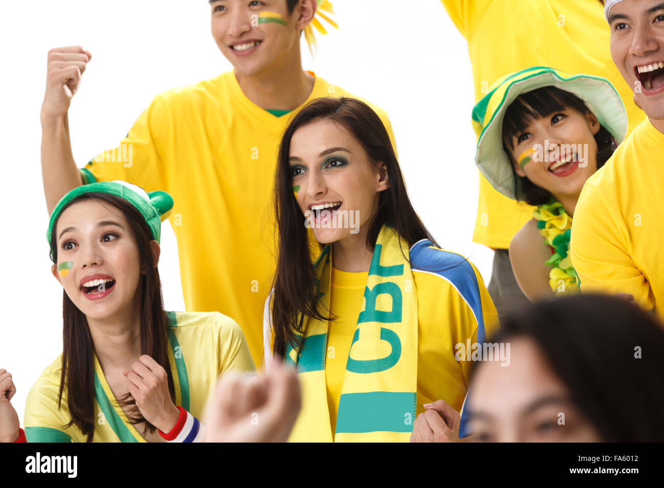 Young fans cheer Stock Photo - Alamy