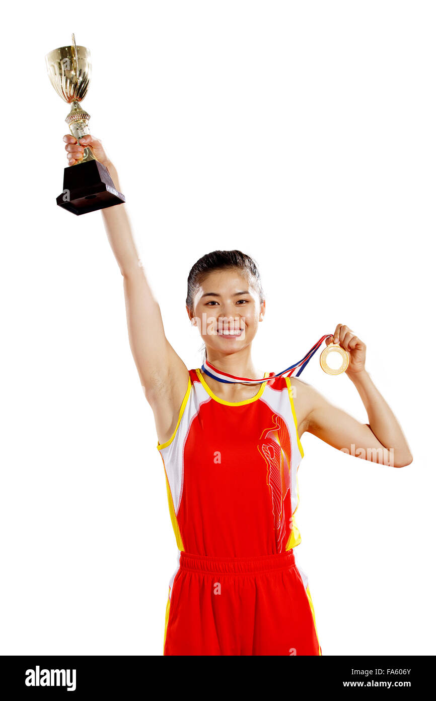 Women athletes win medals and trophies Stock Photo - Alamy