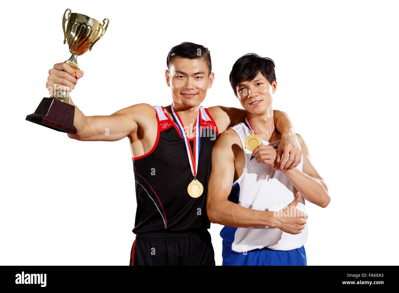 Athletes win medals and trophies Stock Photo - Alamy
