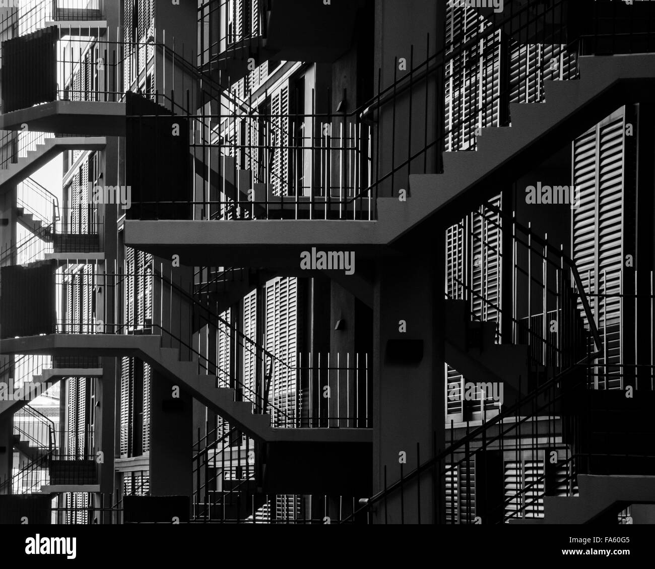 High rise apartment stairs Black and White Stock Photos & Images - Alamy