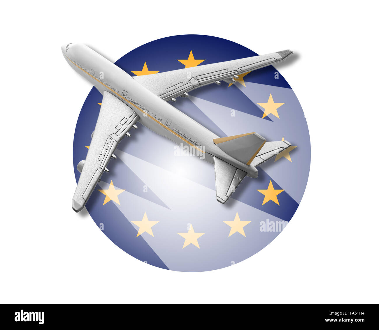 Plane and European Union flag Stock Photo - Alamy
