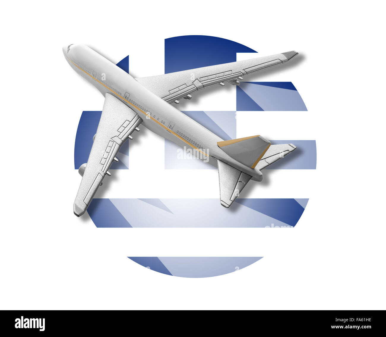 Plane and Greece flag Stock Photo - Alamy