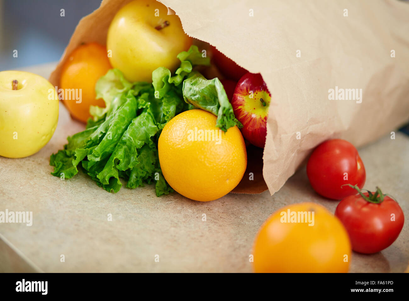 Paperbag with fruits and vegetables Stock Photo - Alamy