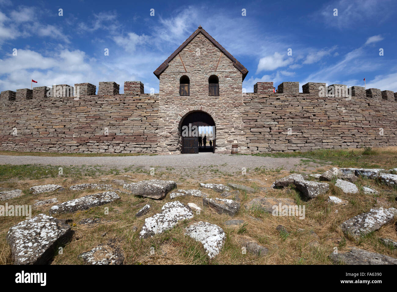Reconstructed medieval fortified village of Eketorp Fortress, Oland ...