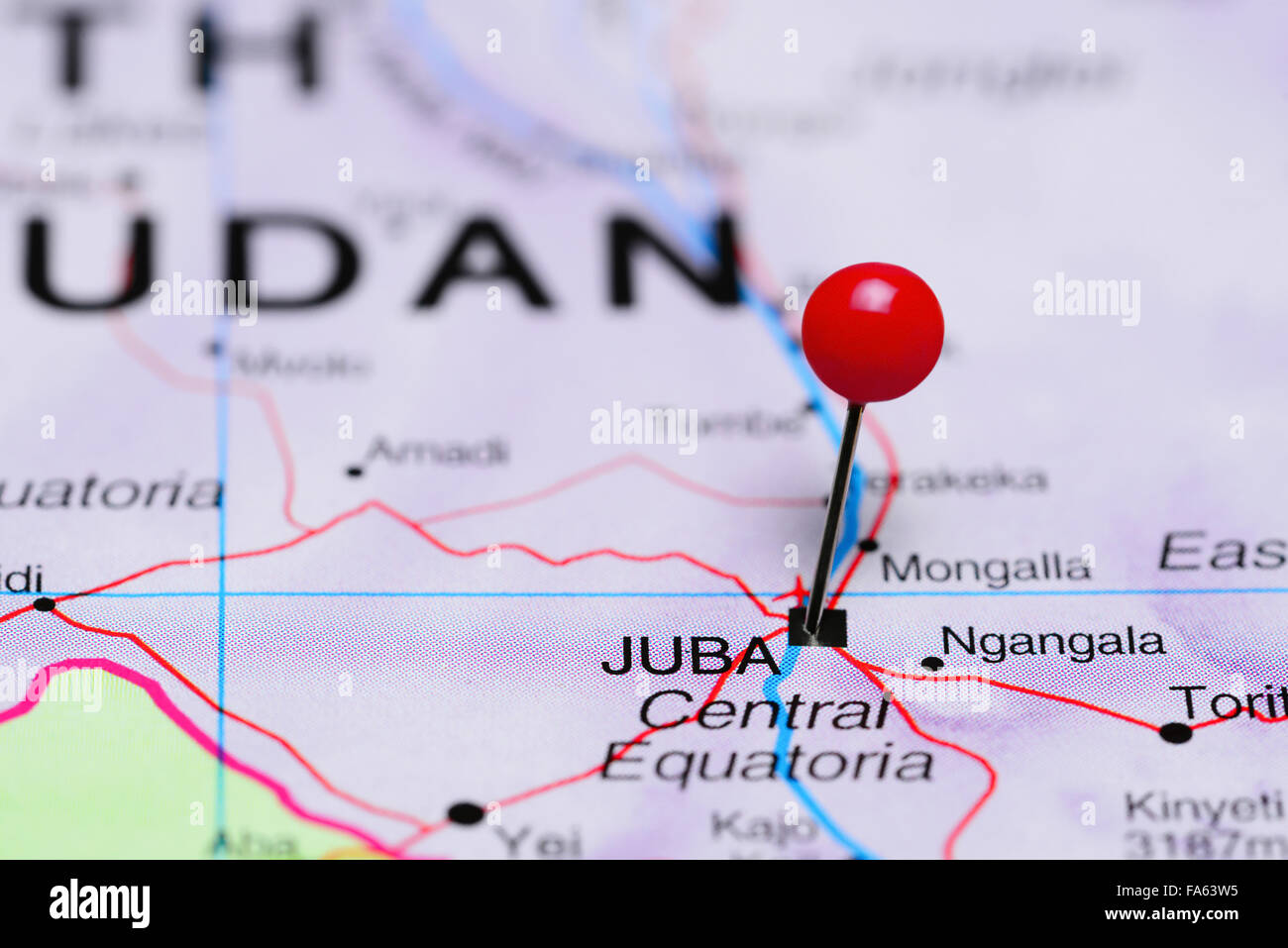 Juba pinned on a map of Africa Stock Photo - Alamy