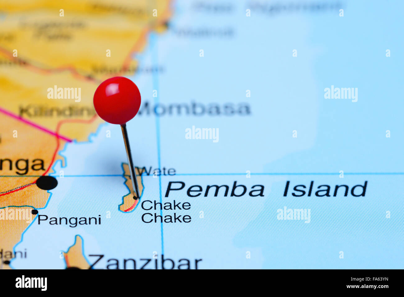 Chake Chake pinned on a map of Africa Stock Photo - Alamy