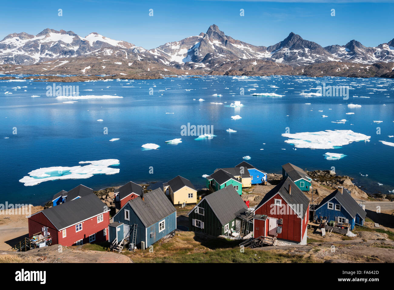 The colorful and remote village of Tasiilaq, east Greenland Stock Photo ...