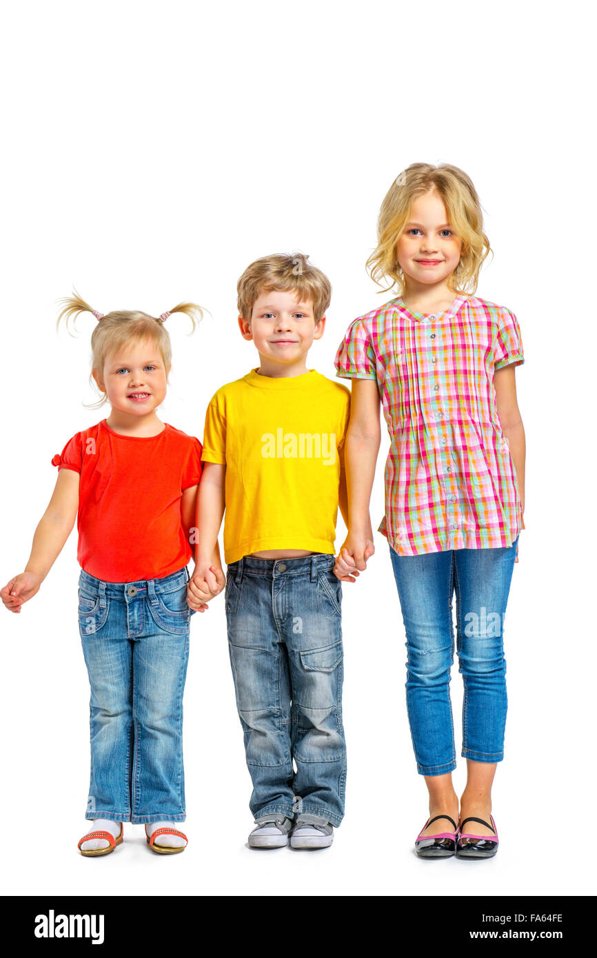 little children on white background Stock Photo - Alamy