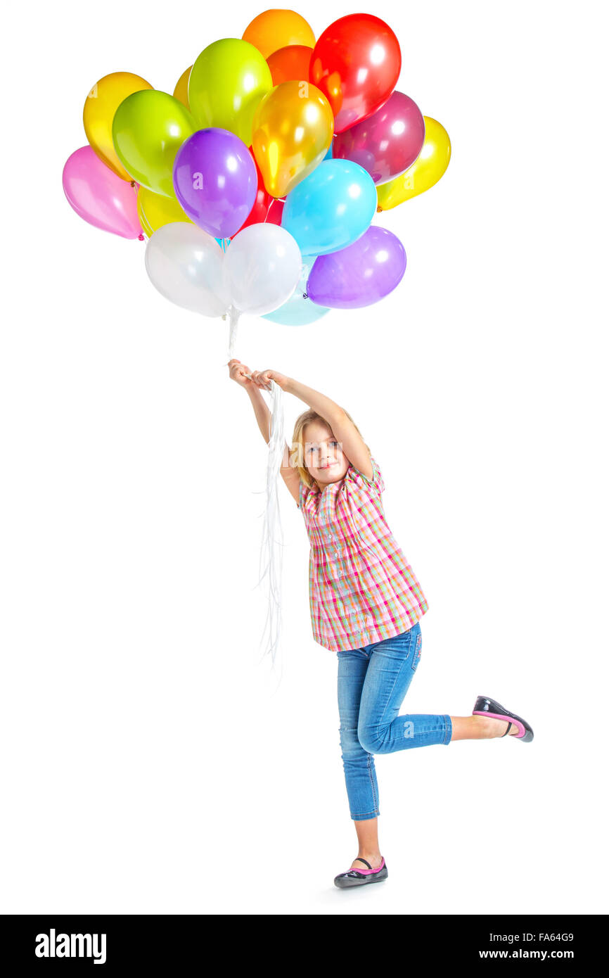 Beautiful little girl with balloons Stock Photo - Alamy