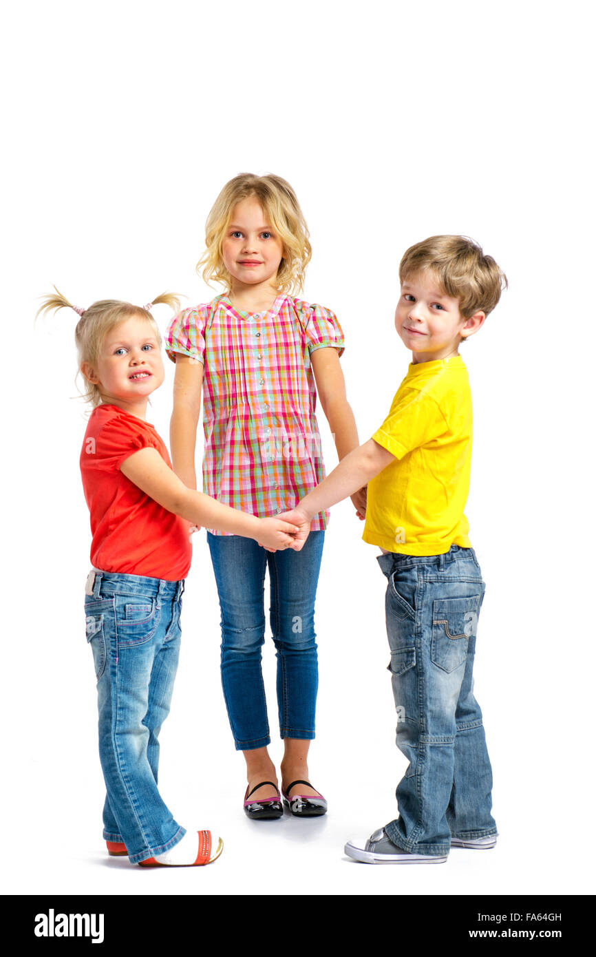 little children on white background Stock Photo - Alamy