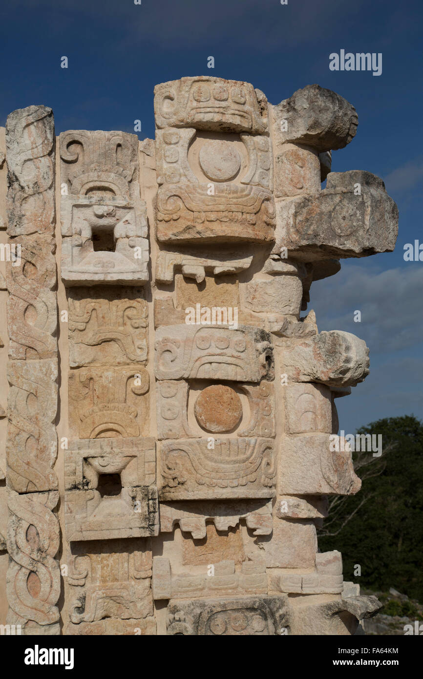 Stone reliefs of the Rain God Chac, Palace of Masks, Kabah ...