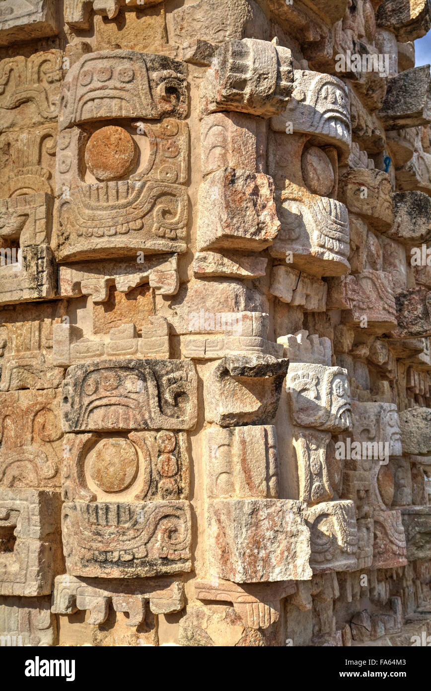 Stone reliefs of the Rain God Chac, Palace of Masks, Kabah ...