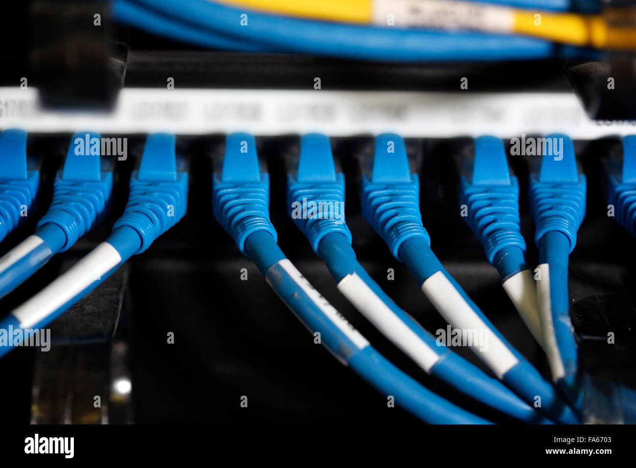 close up shot of server and cables in a server room Stock Photo - Alamy