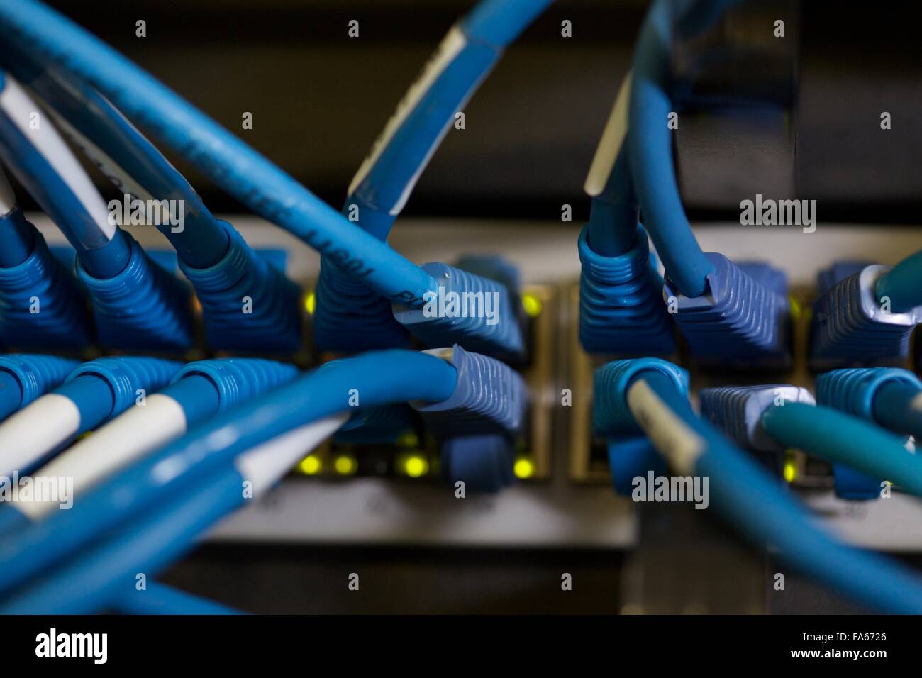 close up shot of server and cables in a server room Stock Photo - Alamy
