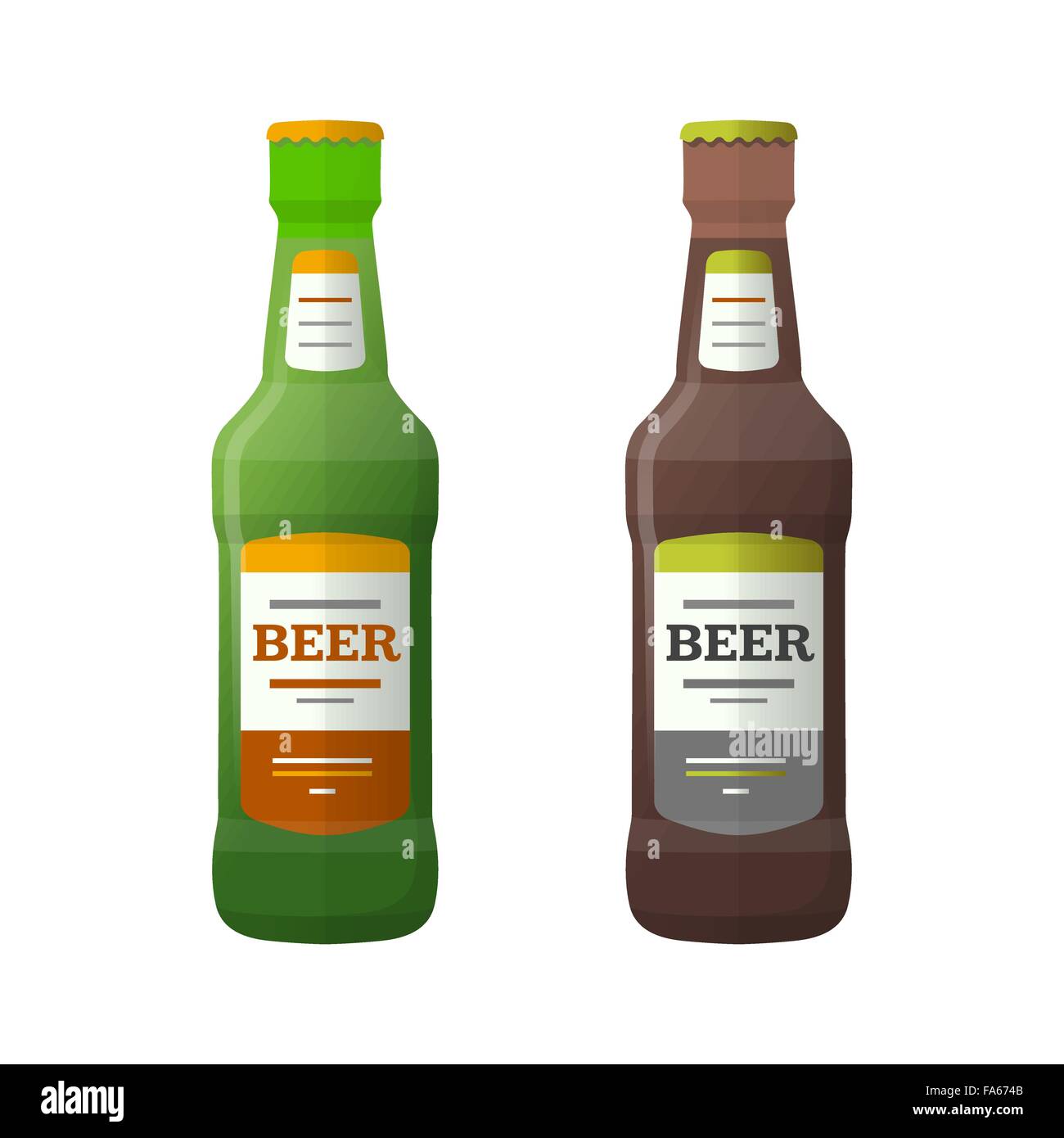 vector green brown color flat design light lager dark stout beer ...