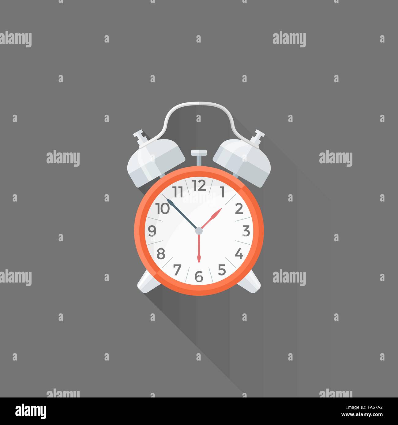 vector red color metal elements flat design mechanical alarm clock ...