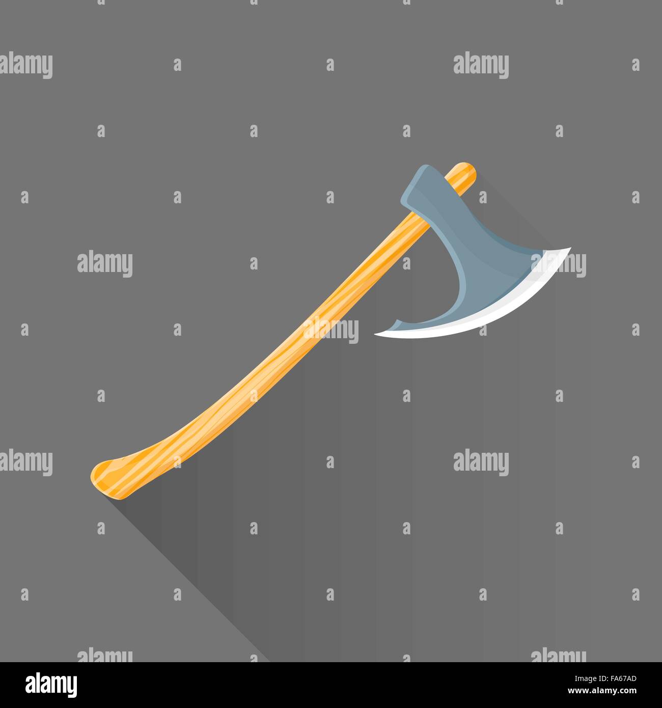 vector colored flat design metal sharp battle axe wood handle isolated ...