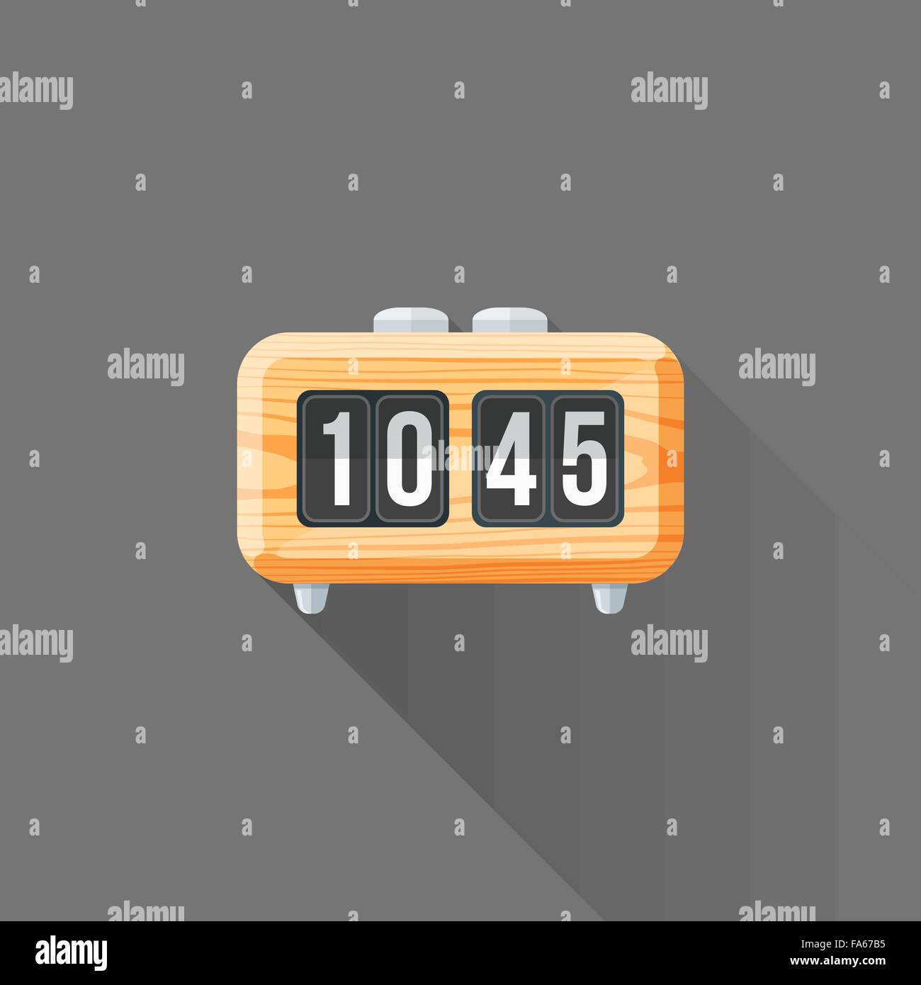 vector colored wood flat design retro alarm flip clock isolated ...
