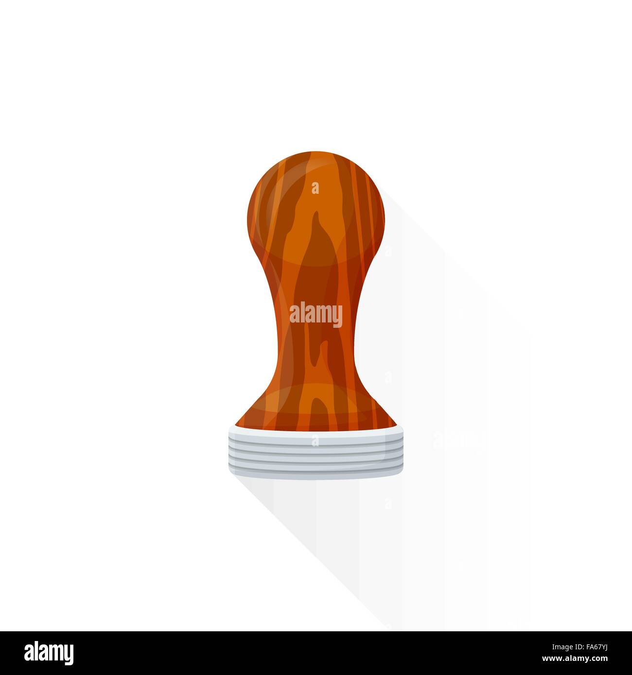 vector colored flat design metal coffee barista tamper wooden handle ...