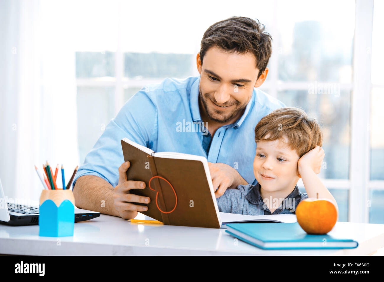 Little boy and his father Stock Photo - Alamy