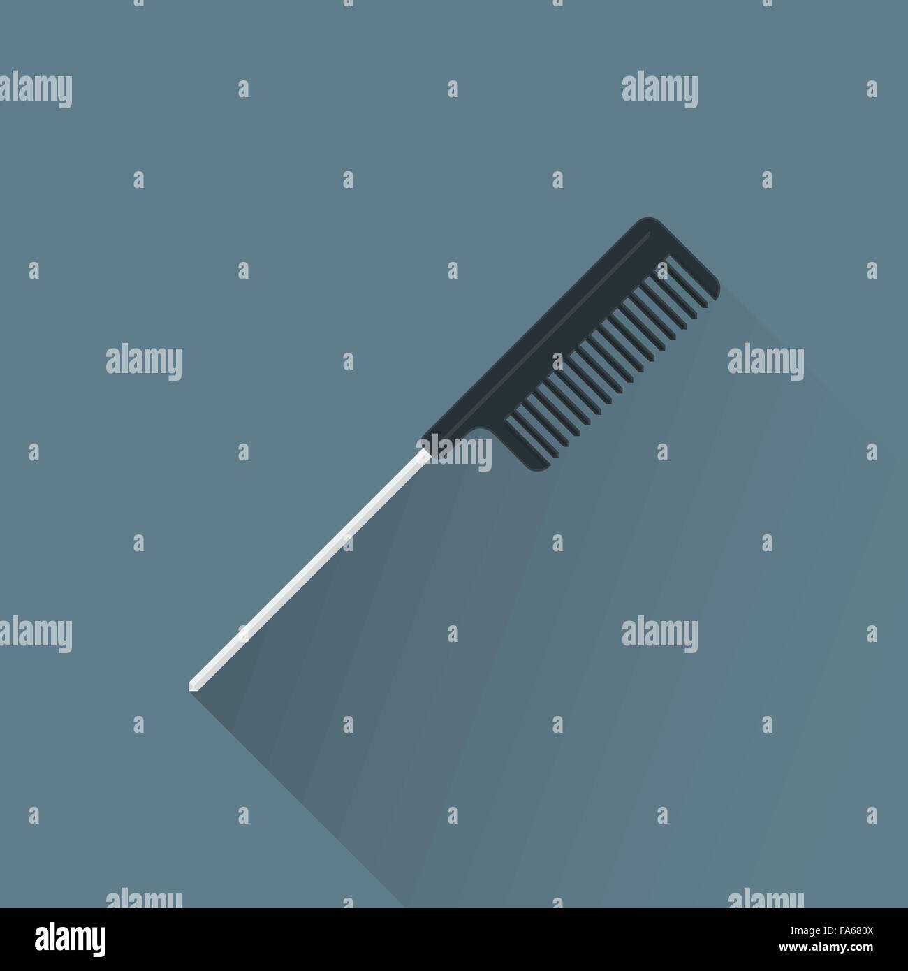 vector colored flat design black plastic barber styling comb sharp iron ...