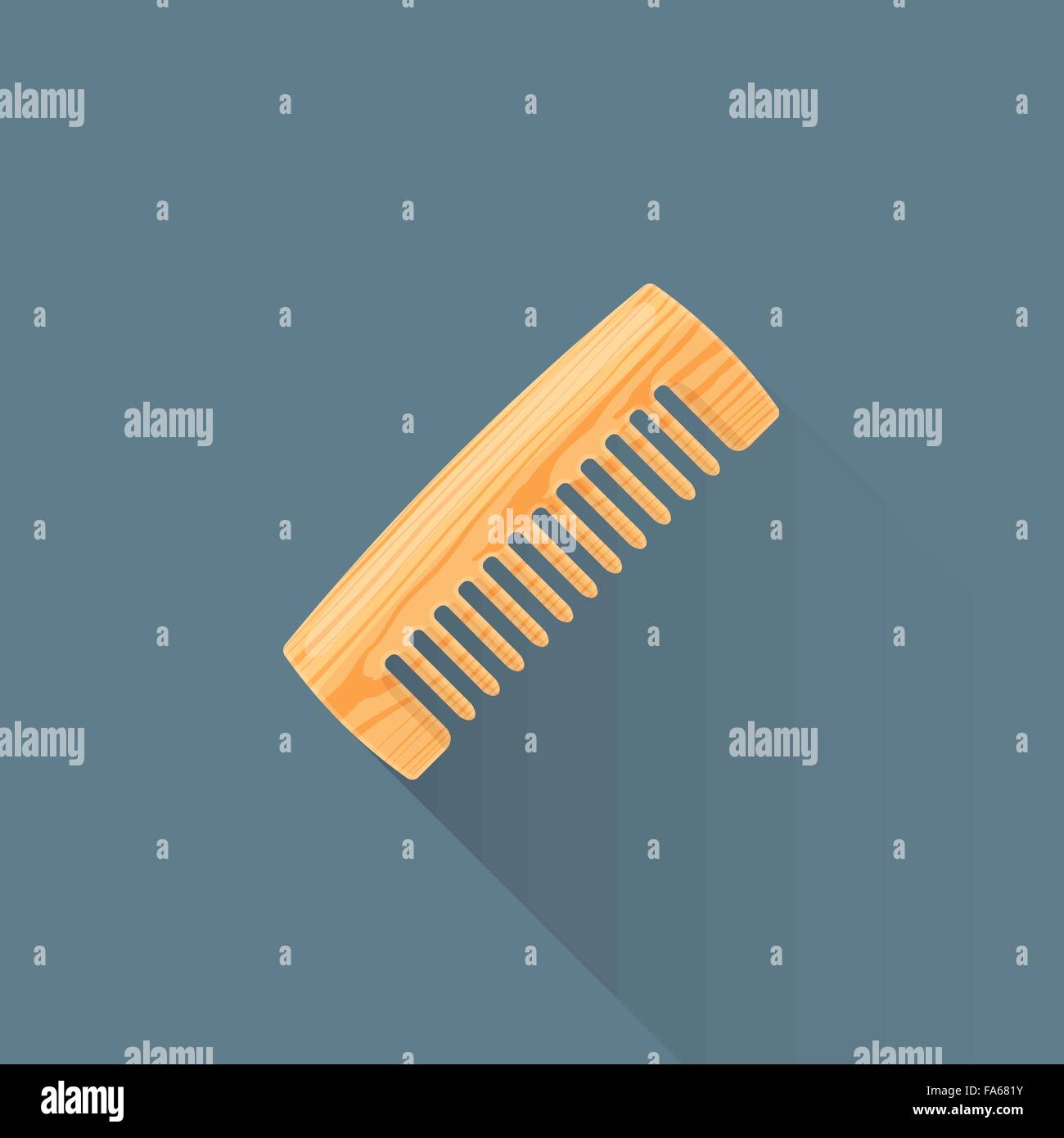 vector colored flat design rounded wooden comb illustration isolated ...