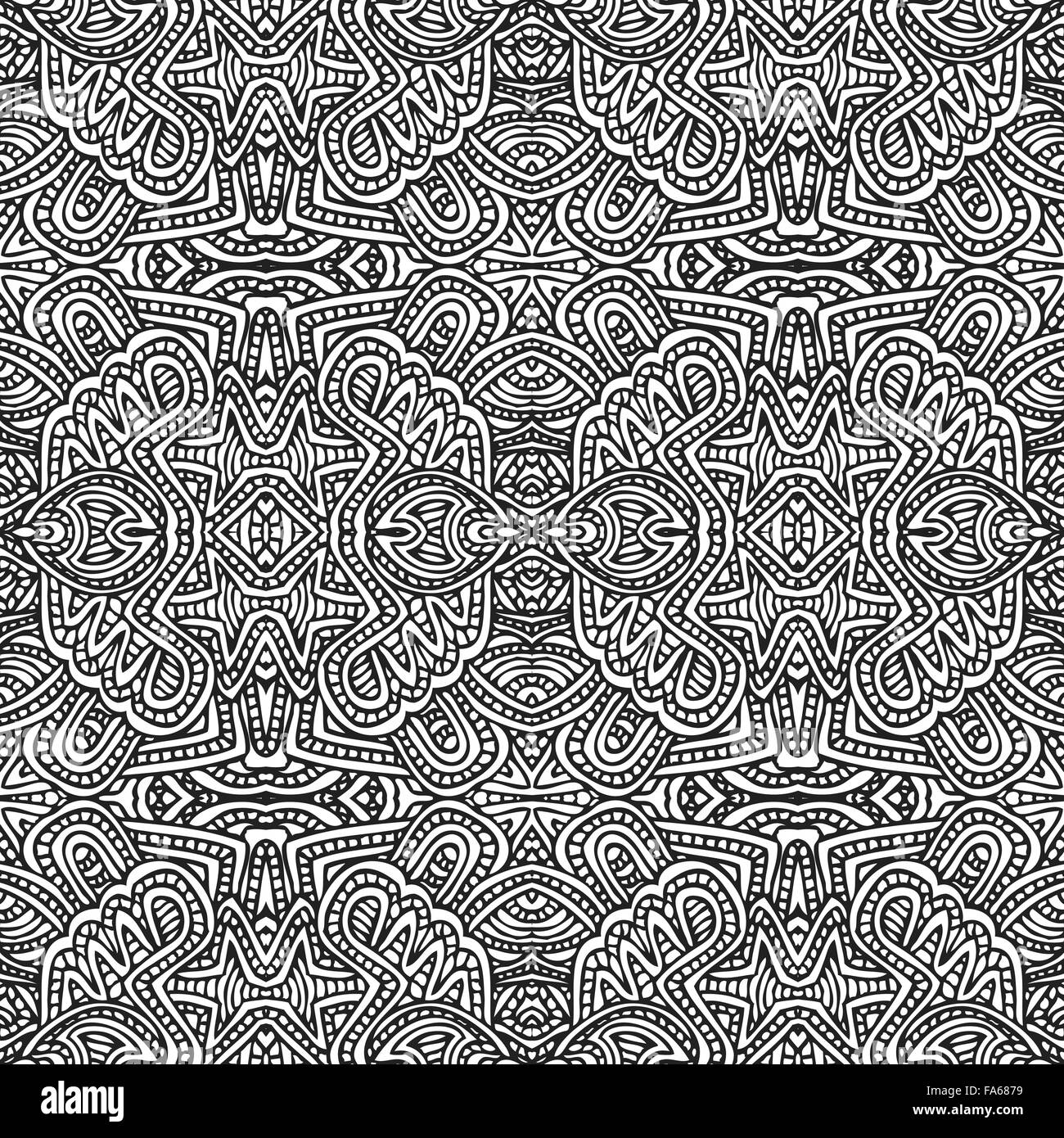 vector black monochrome hand drawn zentangle seamless pattern outline ...