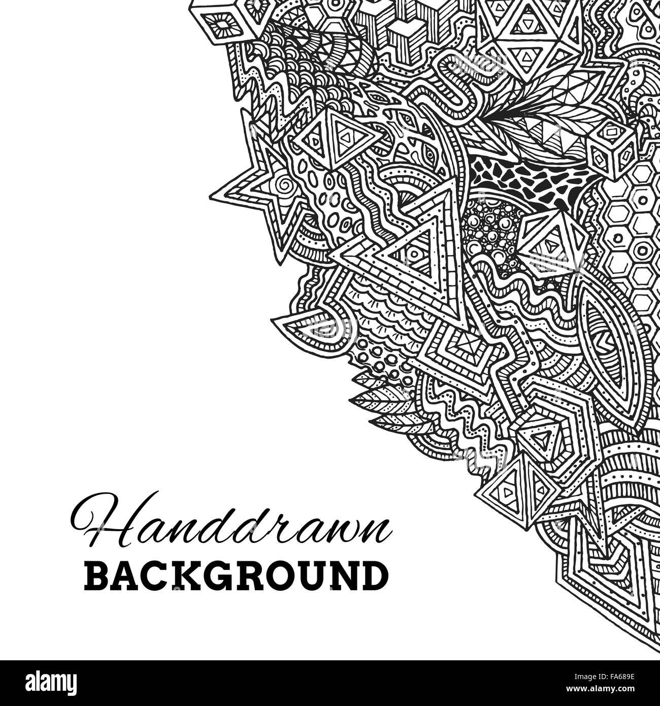 vector black abstract monochrome hand drawn zentangle background ...